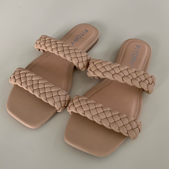 Fitory | Shoes | Nwt Fitory Womens Nude Braided Two Strap Slipon Flat ...